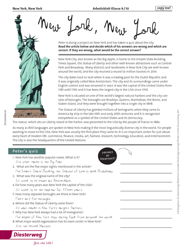 New York Quiz | PDF | New York City