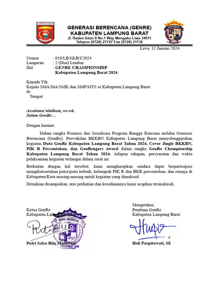 Undangan Genre Championship 2024 Fiks | PDF