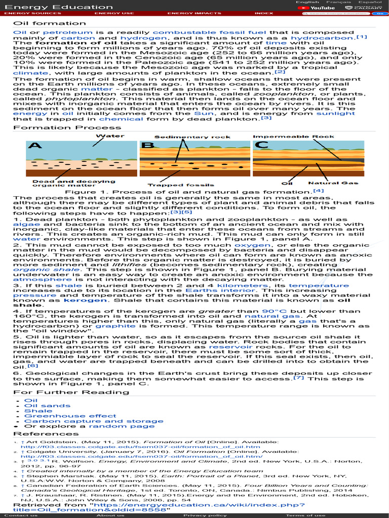 Oil Formation - Energy Education | PDF | Petroleum | Oceans