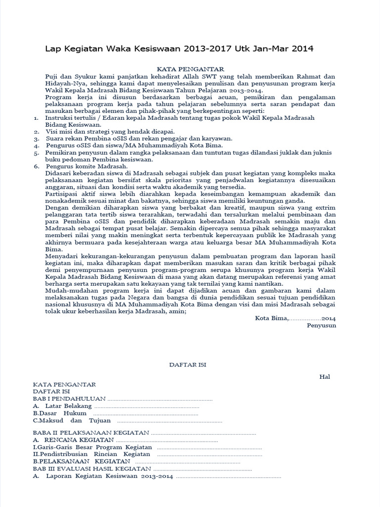 PDF Contoh Lap Kegiatan Waka Kesiswaan | PDF