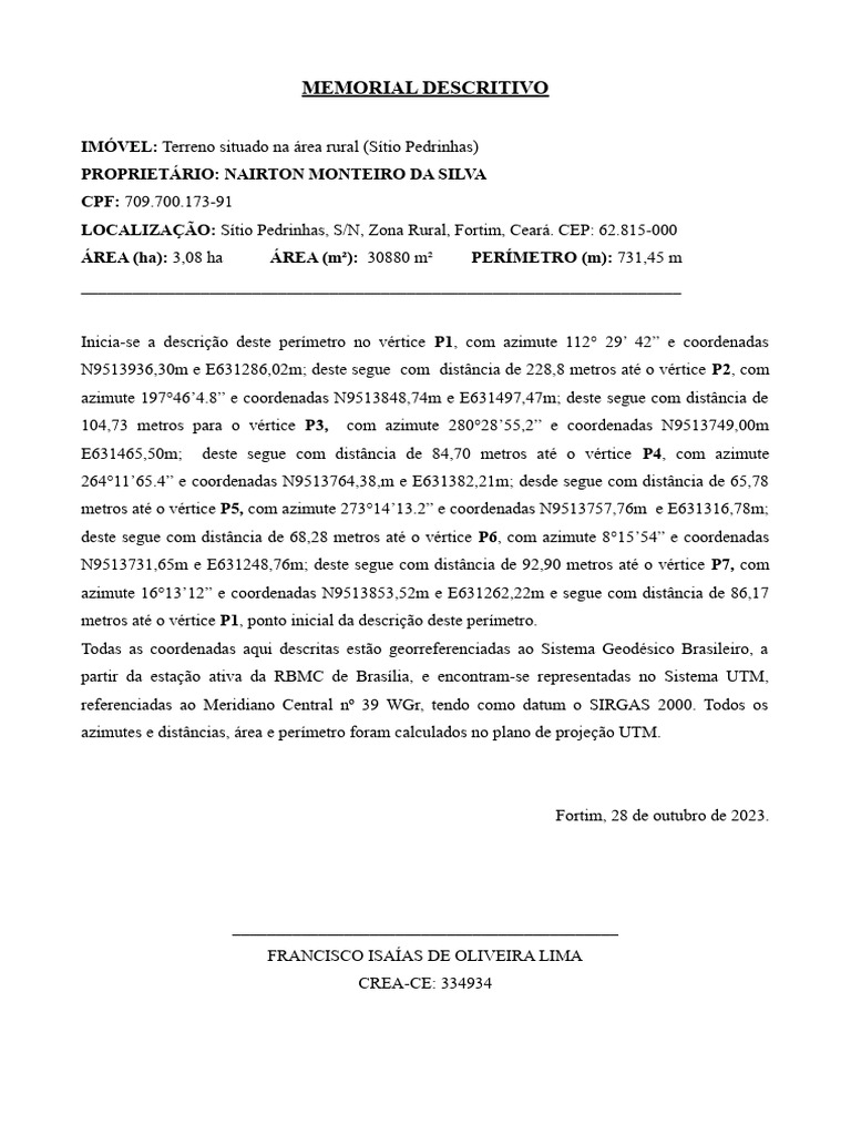 Exemplo De Memorial Descritivo De Projeto V Rios Exemplos De Valores