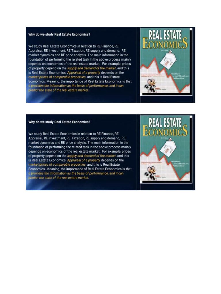 Introduction Real Estate Economics 1 | PDF