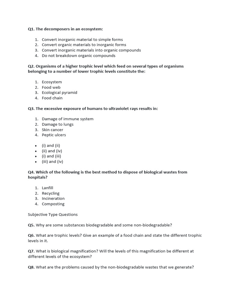 Our Environment Work Sheet | Download Free PDF | Biodegradation | Ecosystem