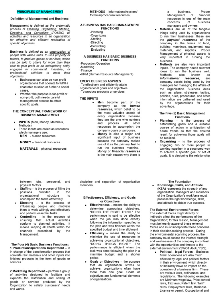 Principles of Management Reviewer | PDF | Business | Quantitative Research