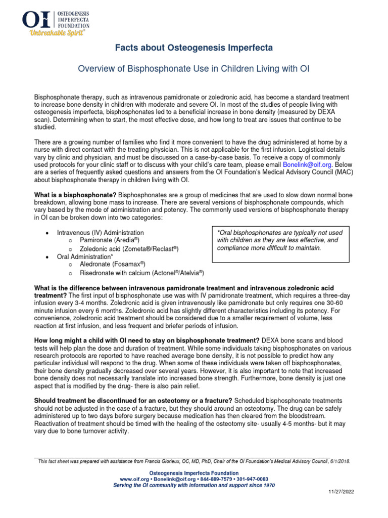 Overview of Bisphosphonate Use in Children Final | PDF | Intravenous ...