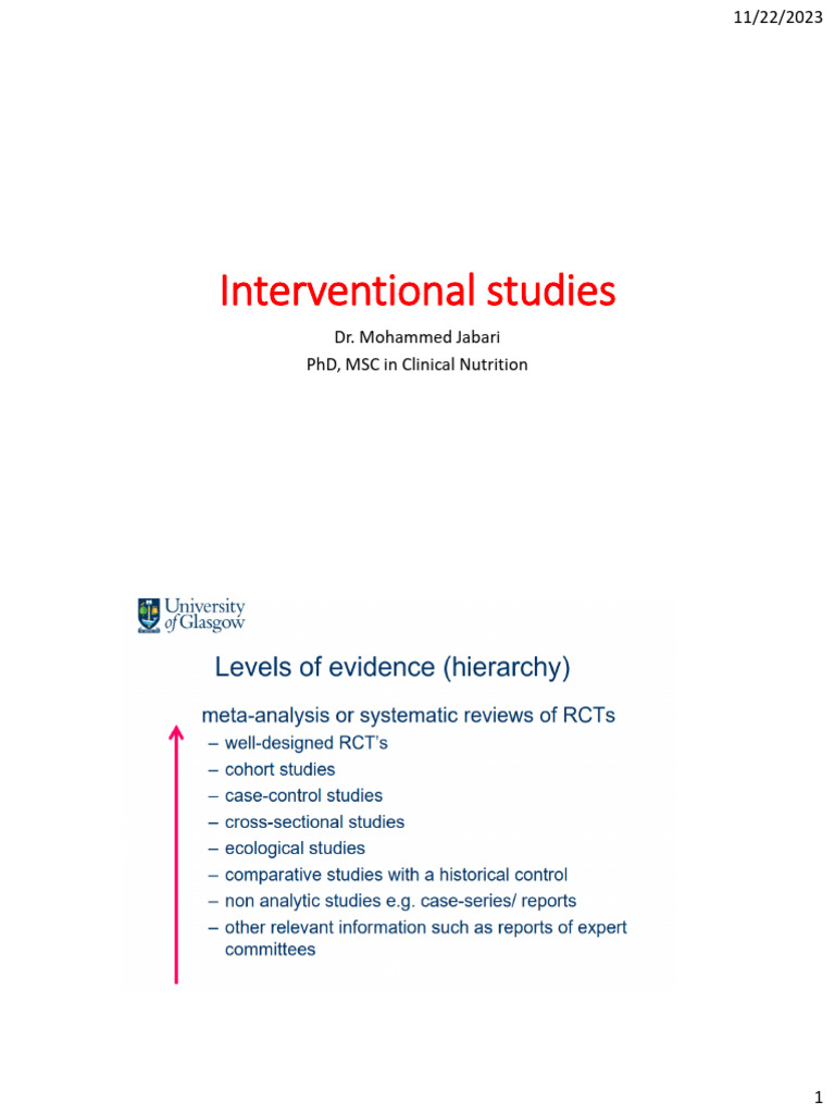 Interventional Studies Master and PHD Students | PDF | Randomized Controlled Trial | Cohort Study