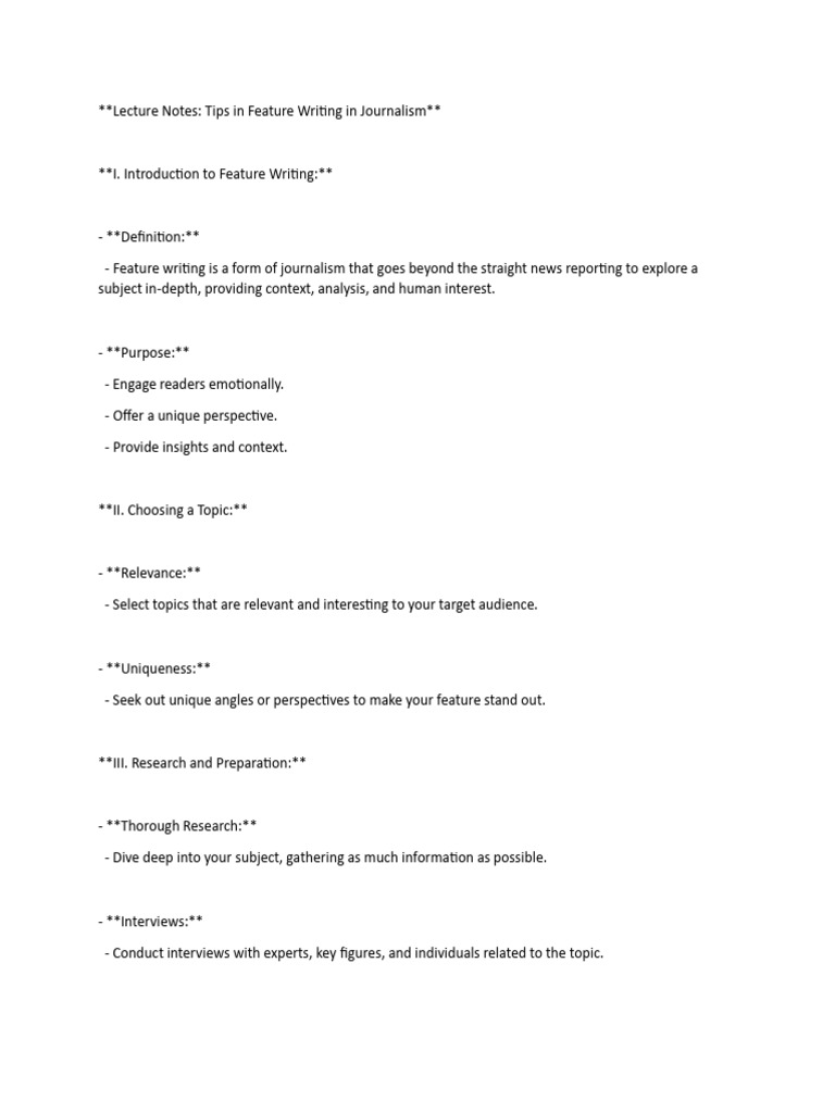 Feature Writing English Tips | PDF | Narrative | Journalism