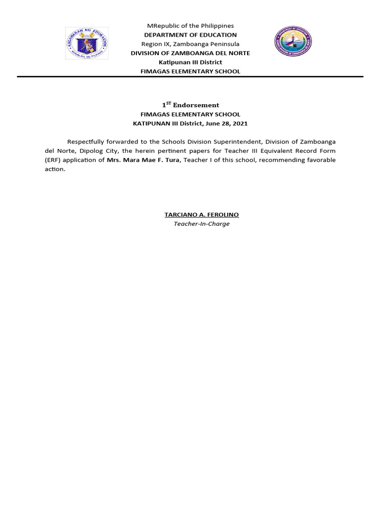 ENDORSEMENT | PDF | Philippines | Government