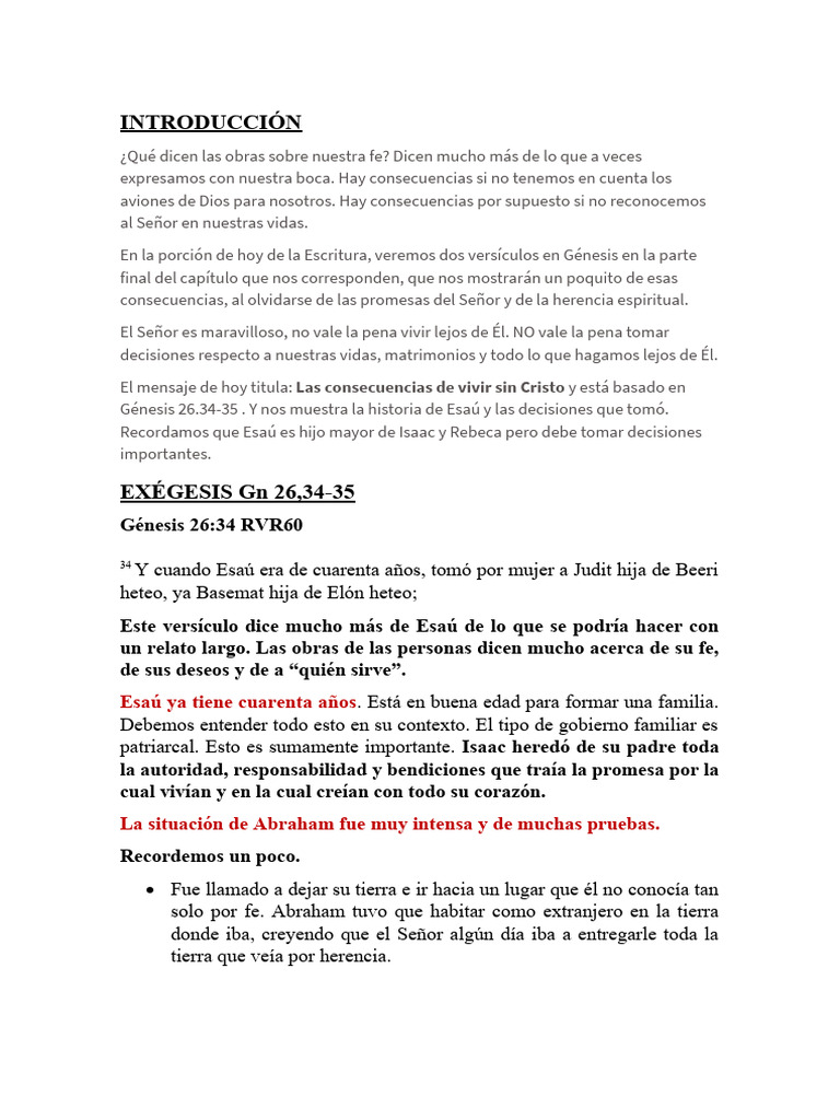 Genesis 26 34,35 | PDF | Abrahán | Isaac