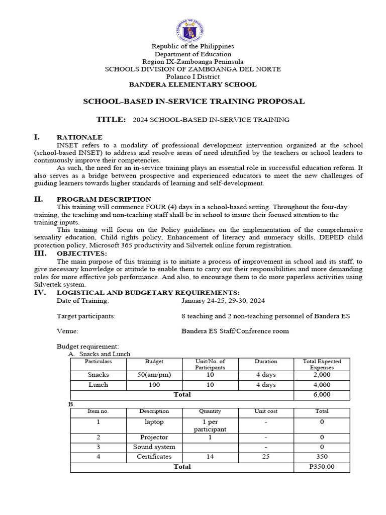 2024 Inset Proposal | PDF | Learning | Behavior Modification