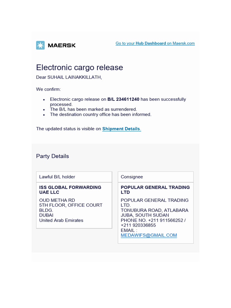Popular - Telex & Other Documents | Download Free PDF | Bill Of Lading | Cargo