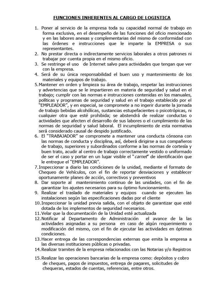 Funciones Del Logistica COMPLETAS | PDF | Business