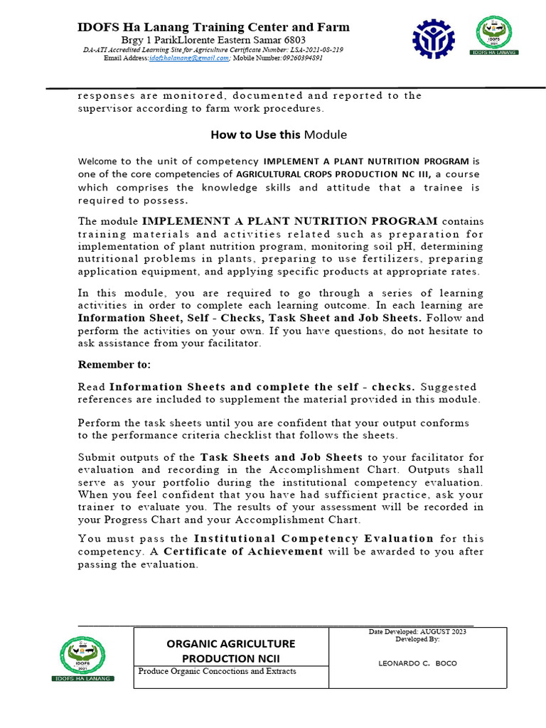 Implementing Plant Nutrition Program | PDF | Agriculture | Learning