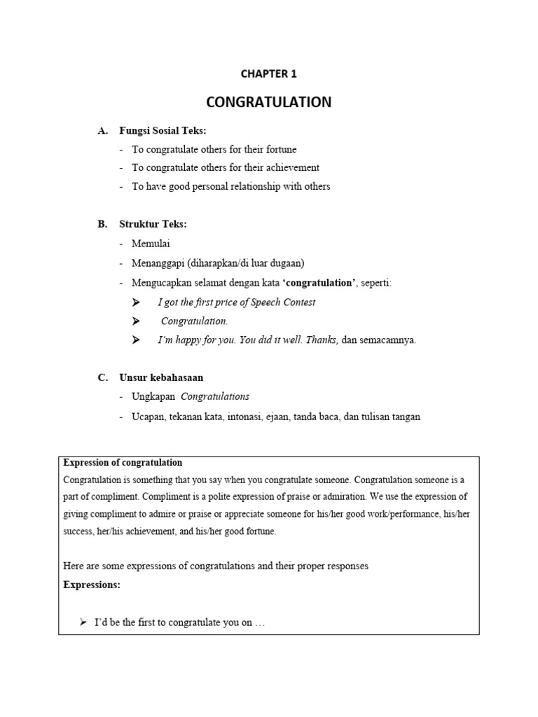 Chapter 1 Congratulation | PDF
