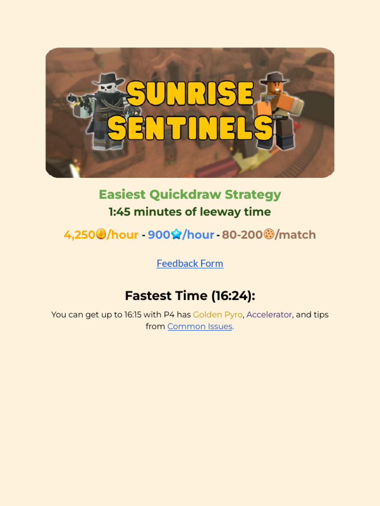 Sunrise Sentinels _ Quickdraw Strategy | PDF