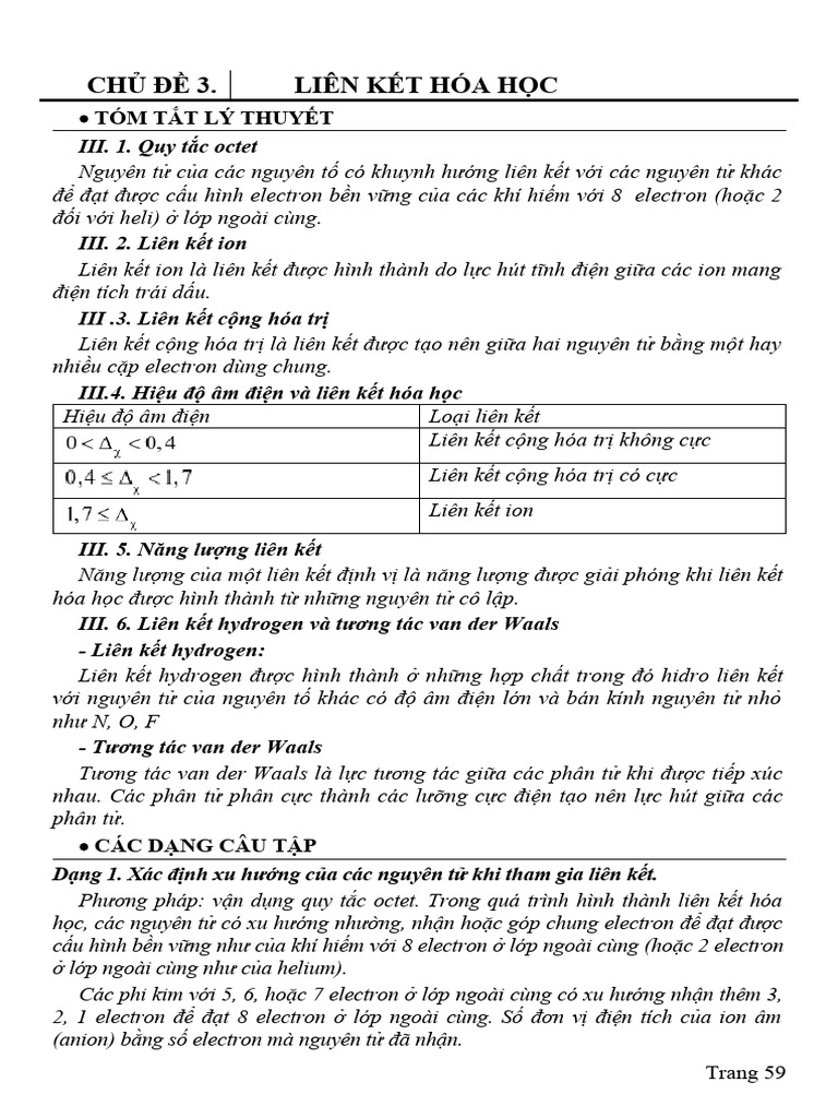 CHỦ ĐỀ 3-4. LIÊN KẾT HÓA HỌC-PHẢN ỨNG OXH KHỬ | PDF