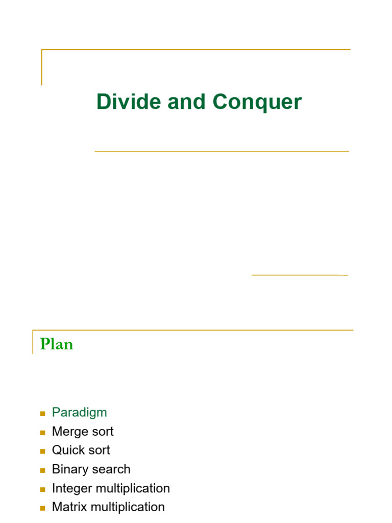 Divide And Conquer Pdf Mathematical Analysis Mathematics Of Computing