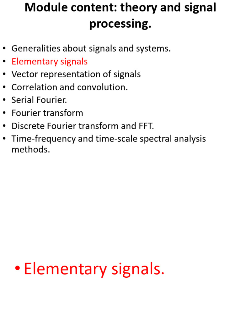 Course 2: Elementary Signals | PDF | Function (Mathematics) | Fourier ...