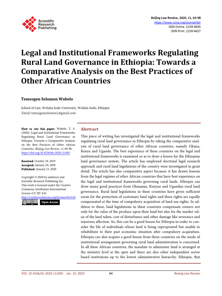 Legal and Institutional Frameworks Regulating Rura | PDF