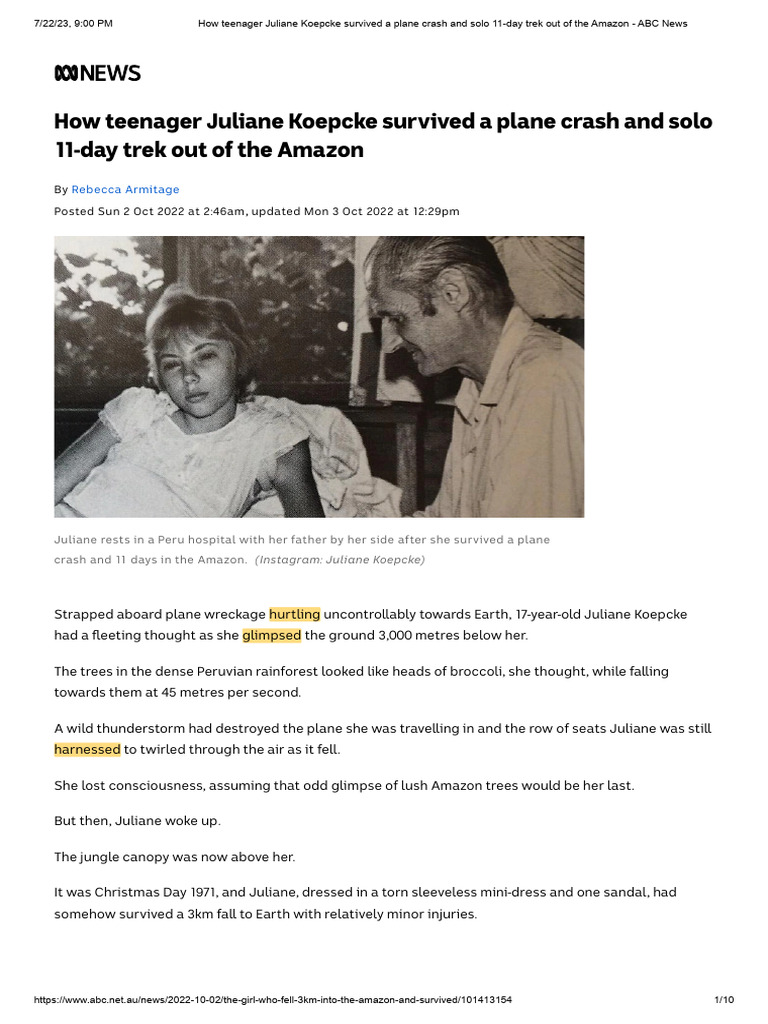 Juliane Koepcke: Amazon Plane Crash Survivor | PDF | Young Adult