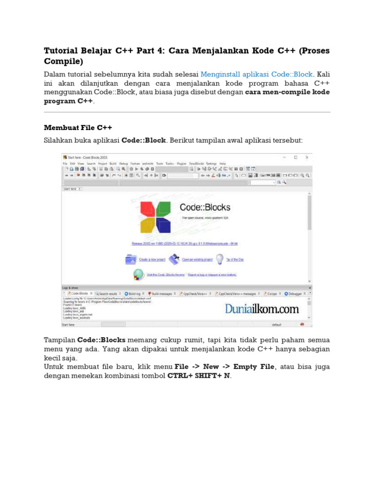 Part 4 - Cara Menjalankan Kode C++ | PDF