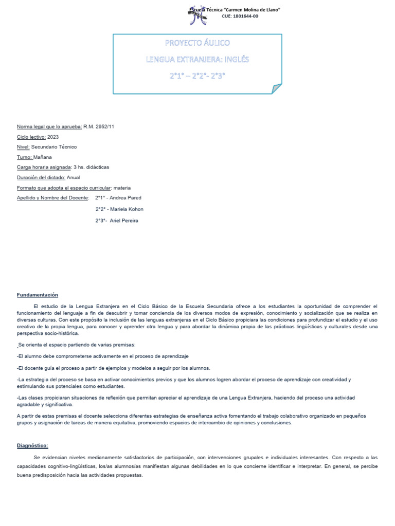 Proyecto 2do Llano2023 | PDF | Aprendizaje | Maestros