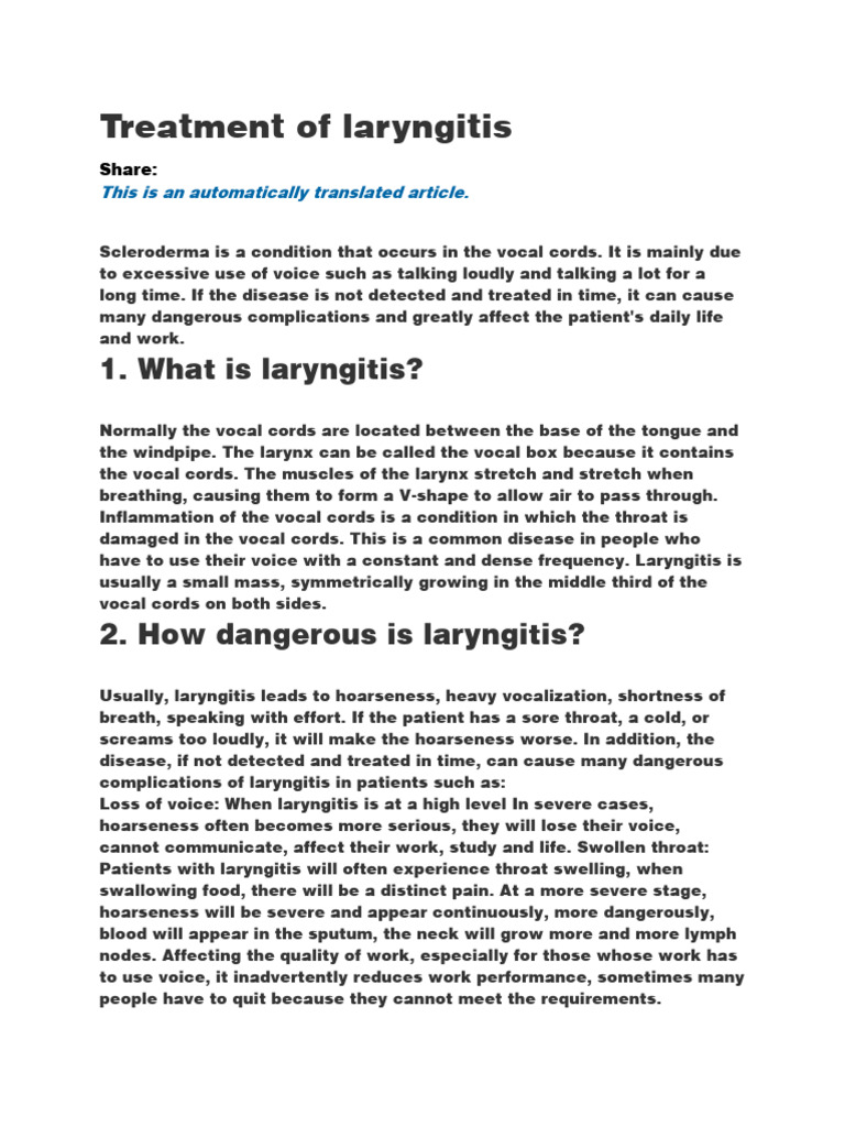 Understanding Laryngitis Treatment Options | PDF | Human Voice | Larynx