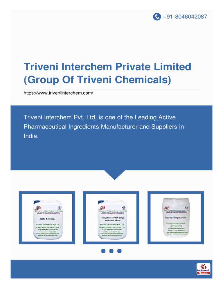 Triveni Interchem Private Limited Group of Triveni Chemicals | PDF | Ether | Acetate