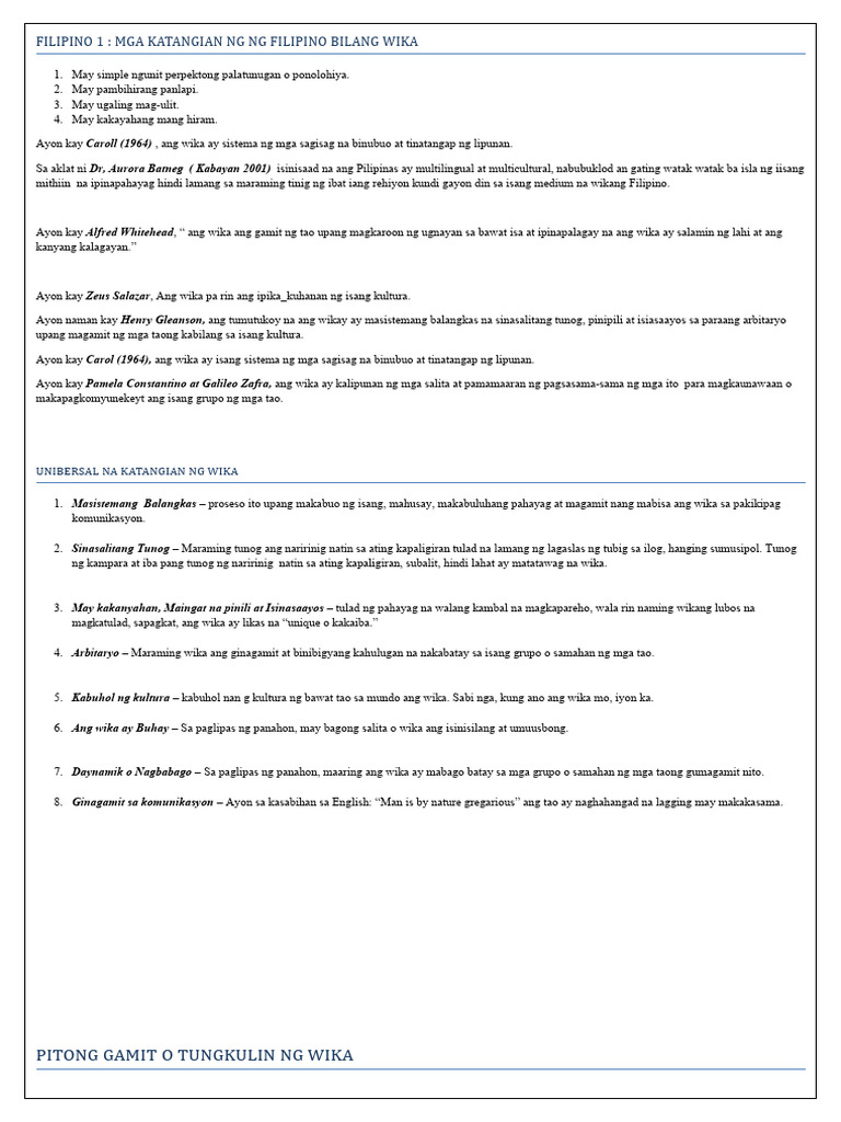 Filipino 1 | PDF