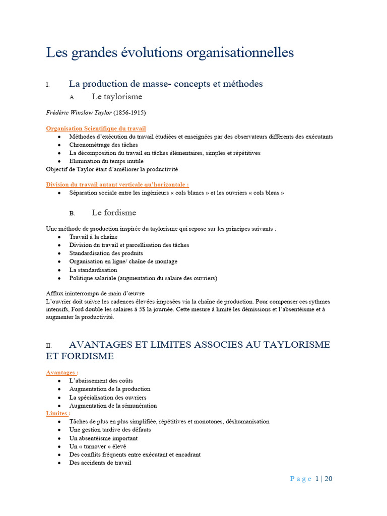 Évolutions du management : Taylorisme à Lean | PDF | Lean (production ...