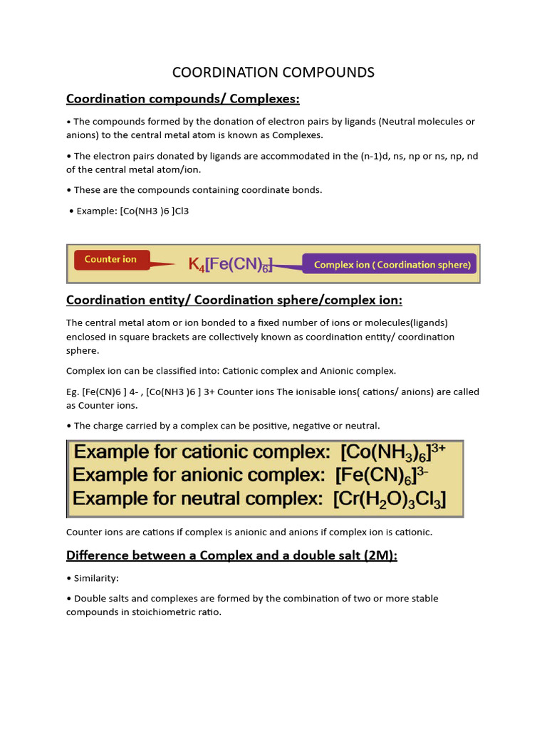 COORDINATION COMPOUNDS | PDF | Coordination Complex | Ligand