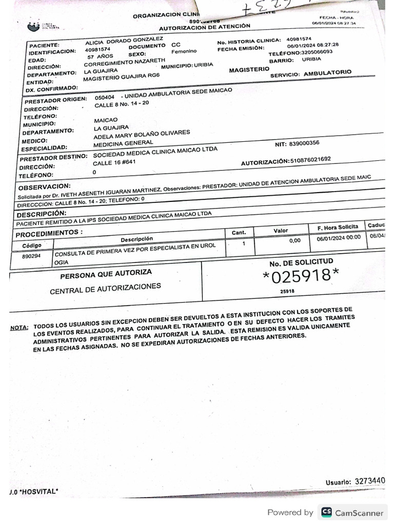 Historia Urologia 2024 IDIMA | PDF