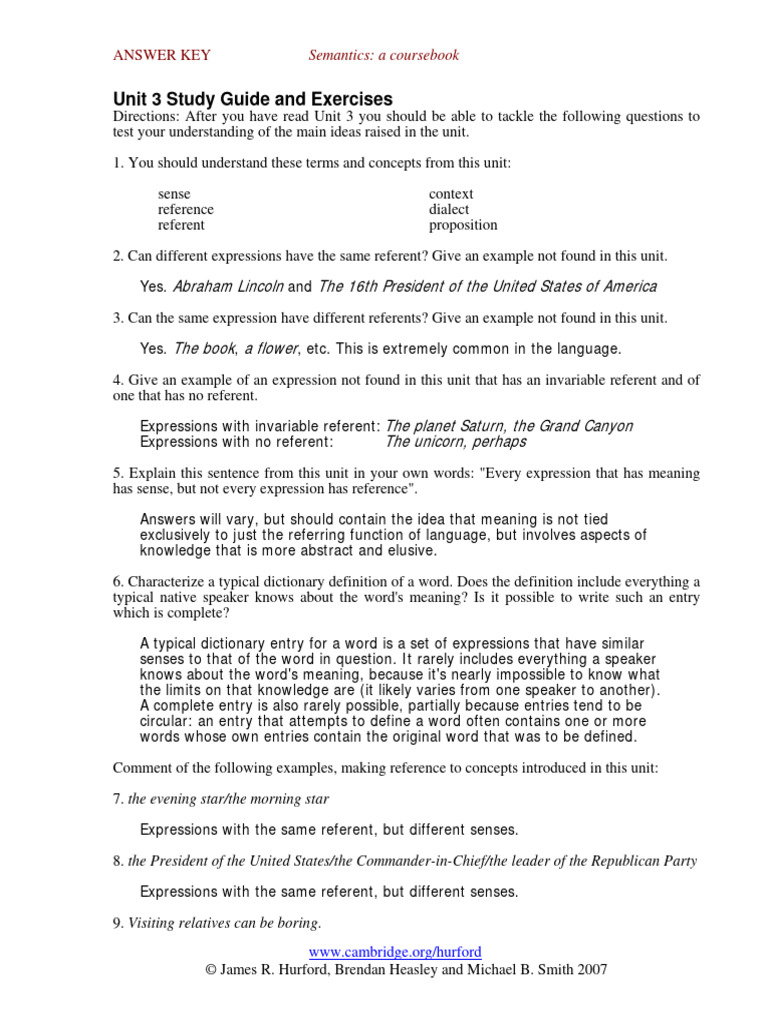 Unit 3 Study Guide and Exercises | PDF | Word | Concept