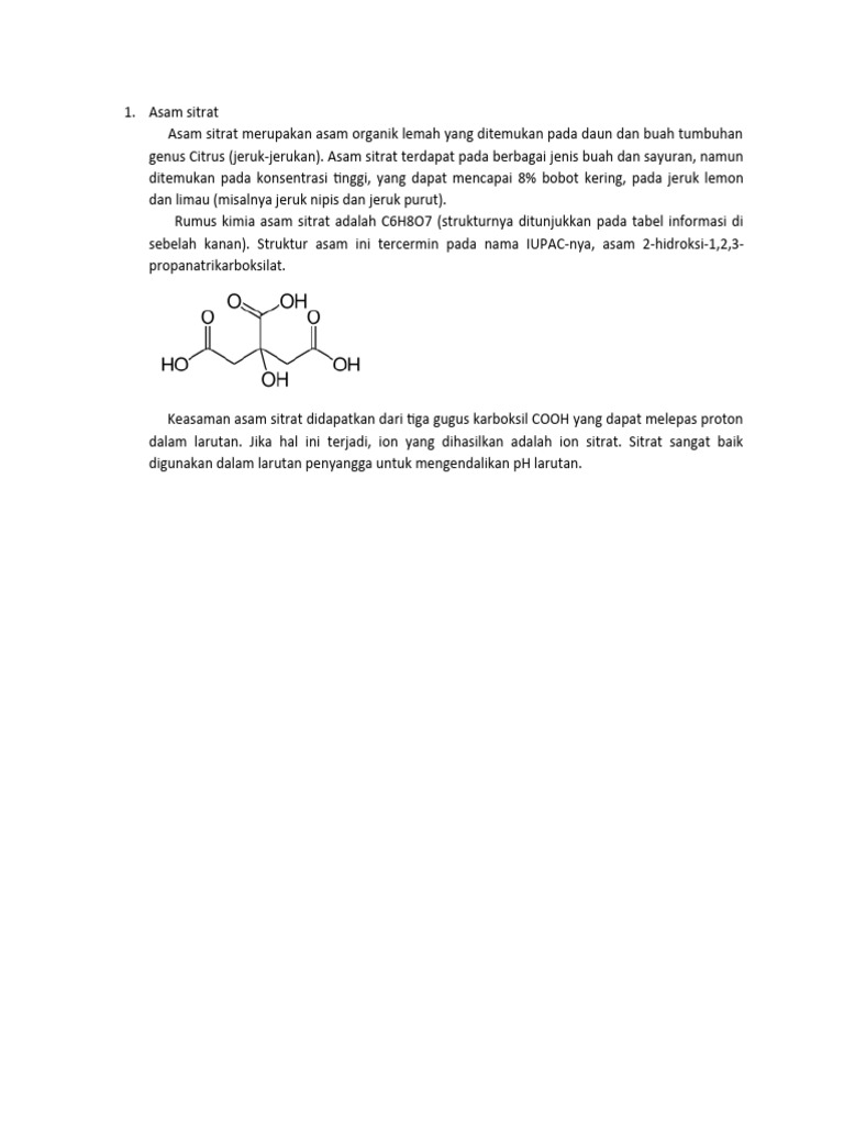 Dasar Teori Asam Sitrat | PDF