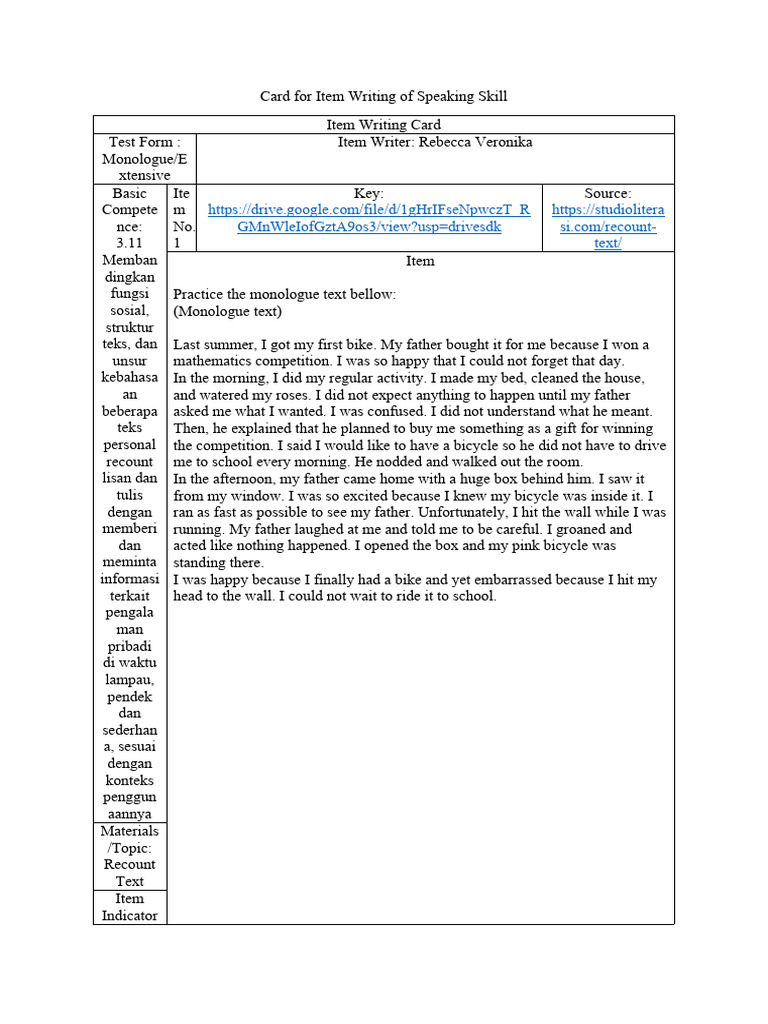 Speaking Skill Item Writing Guide | PDF