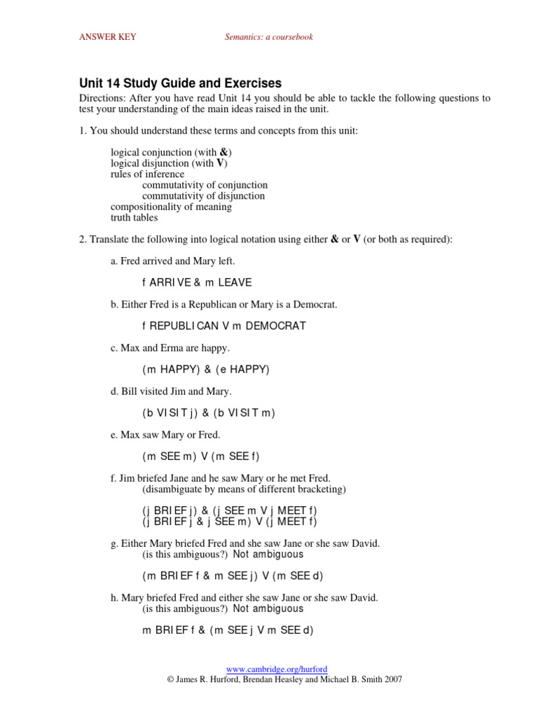 Unit 14 Study Guide and Exercises | PDF | Logic | Proposition