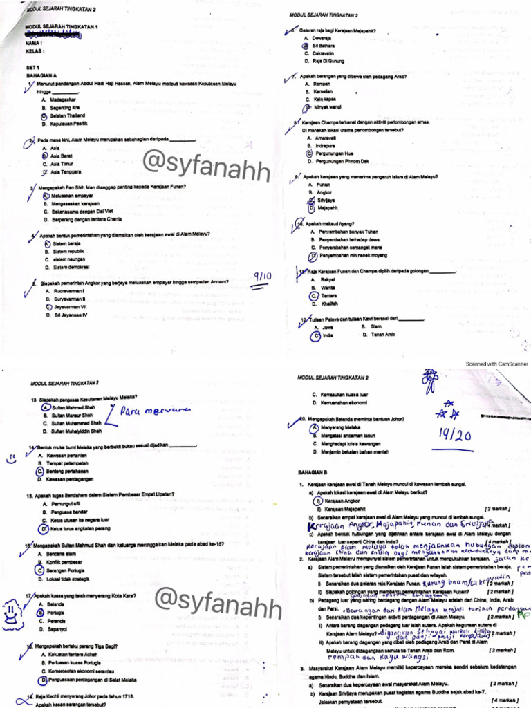 Contoh Soalan Peperiksaan Sejarah Form 2 | PDF