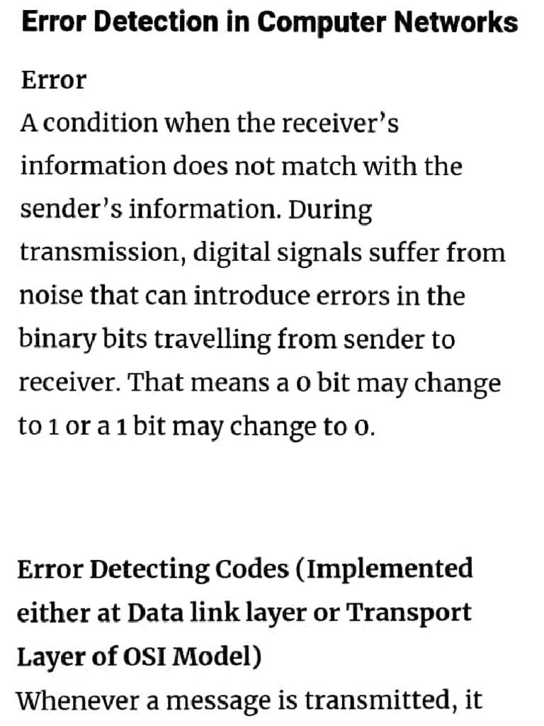 9error Anddetection Crc Parity Pdf Error Detection And Correction Computer Data