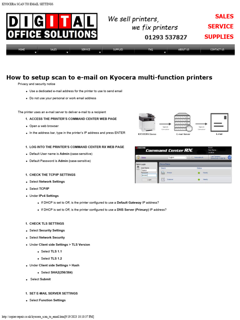 Kyocera Scan To Email Settings | PDF