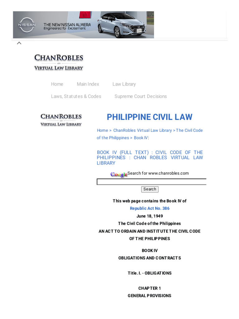 Book Iv Full Text - Civil Code of The Philippines - Chan Robles Virtual Law Library | PDF ...