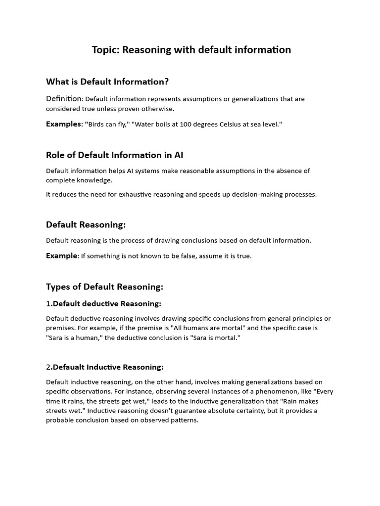 Reasoning With Default Information | PDF | Inductive Reasoning | Deductive Reasoning