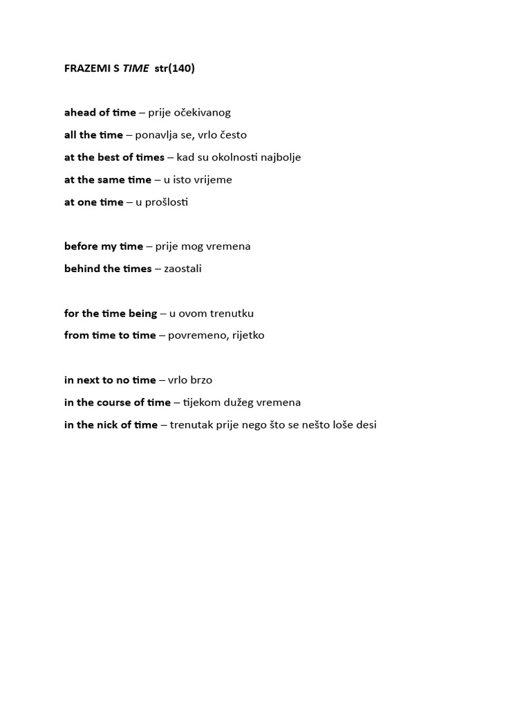 Phrases With Time | PDF