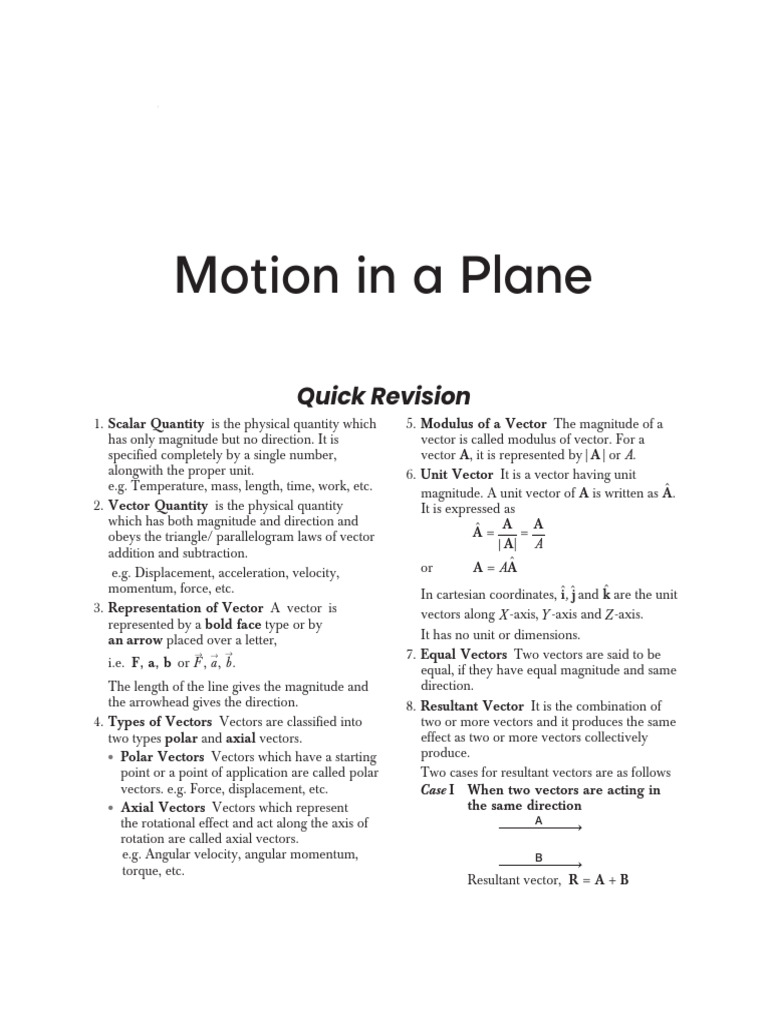 3.motion in A Plane | PDF | Euclidean Vector | Rotation Around A Fixed Axis