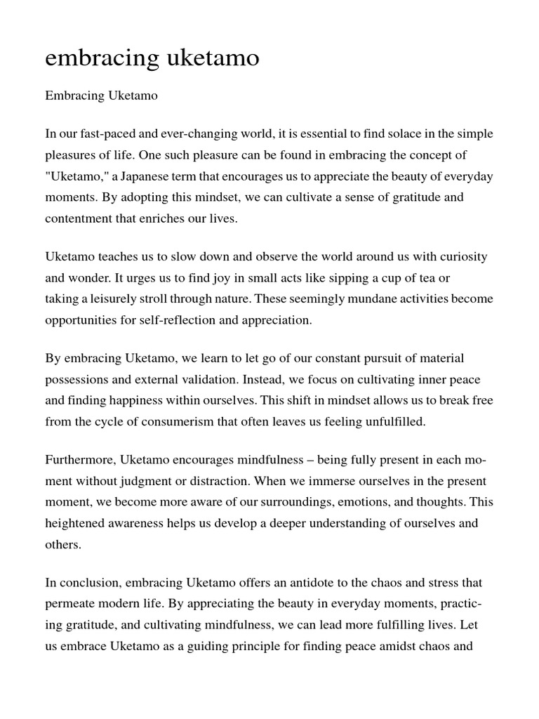 embracing uketamo | PDF