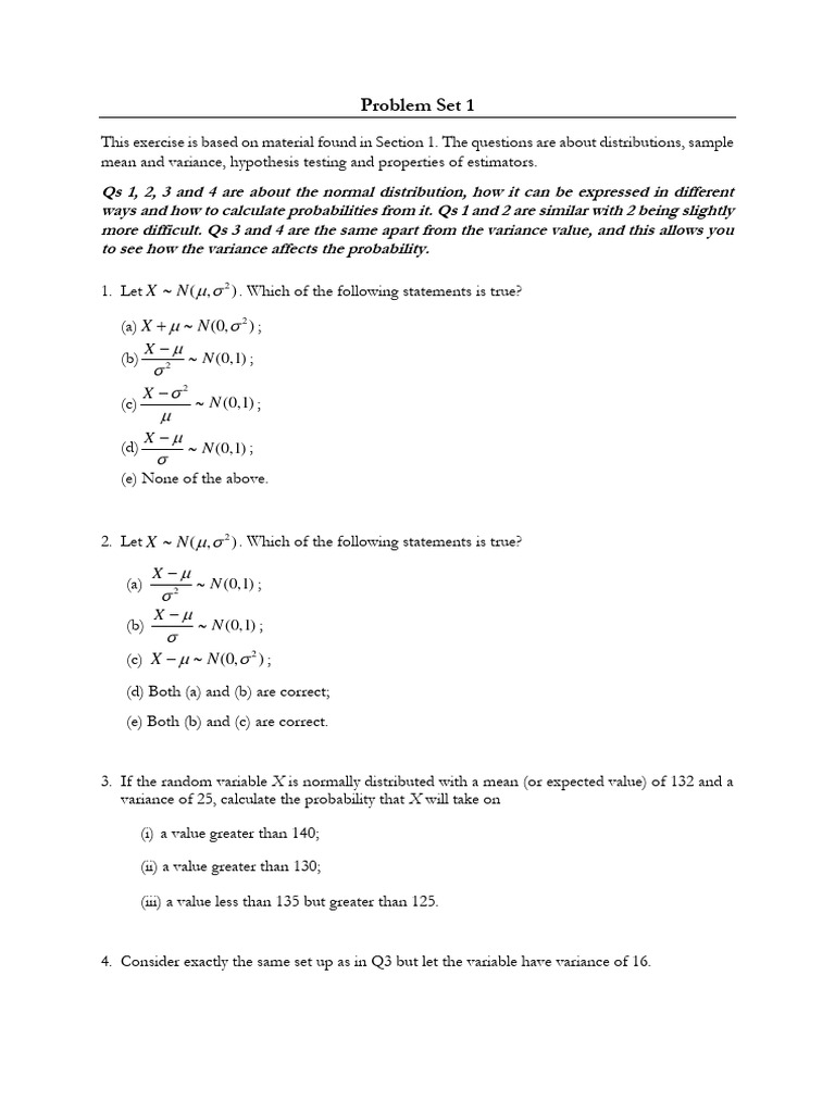 Problem set 1 | PDF | Estimator | Statistical Significance