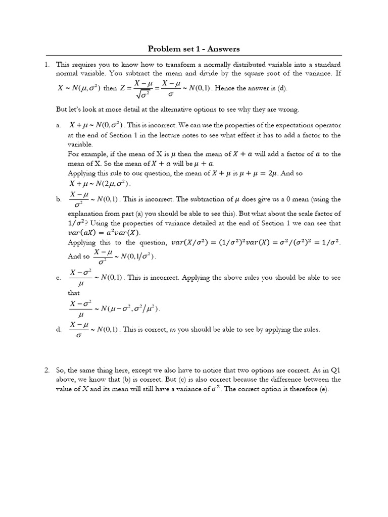 Problem Set 1 - Answers | PDF