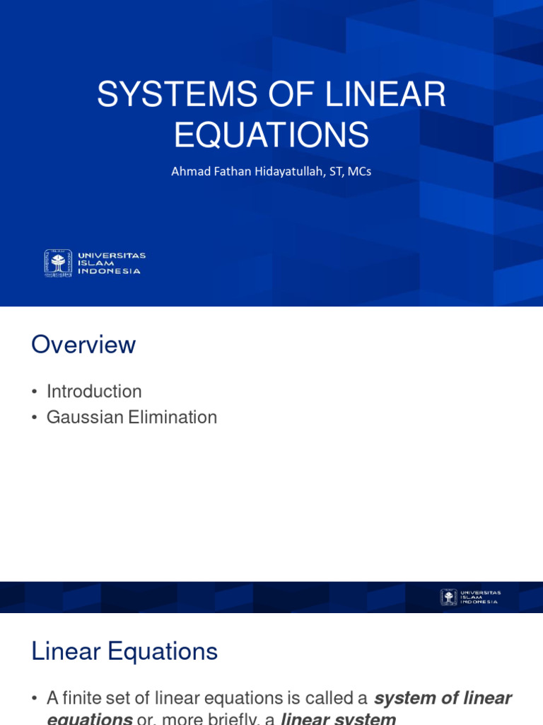 02 Systems Of Linear Equation Pdf System Of Linear Equations Equations