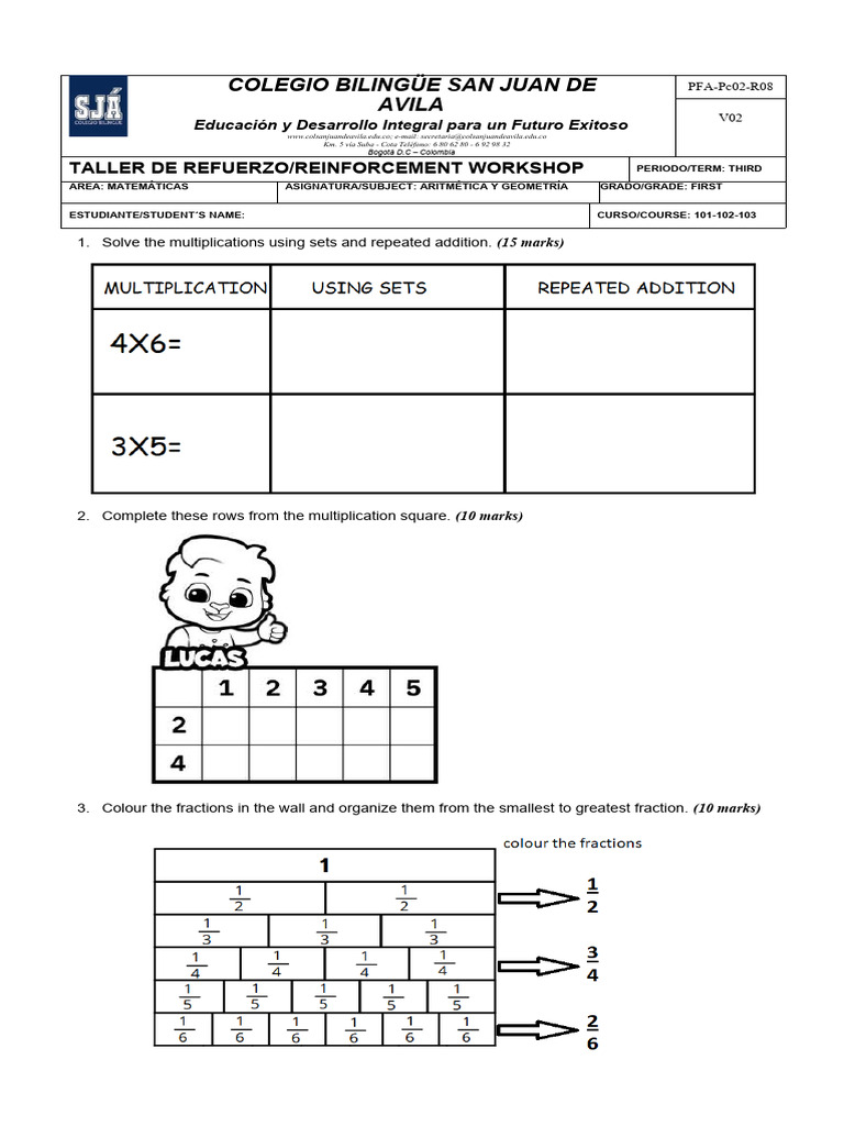 1º Math Reinforcement Workshop | PDF 1º Math Reinforcement Workshop | PDF