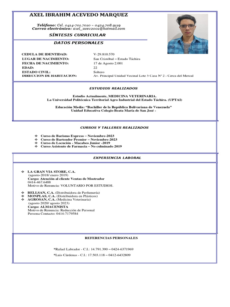 Curriculum - Axel Acevedo | PDF