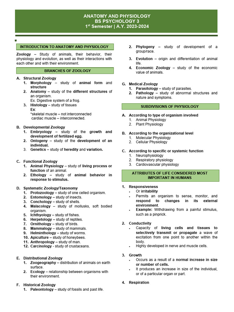 Anatomy and Physiology Prelims | PDF | Rna | Dna